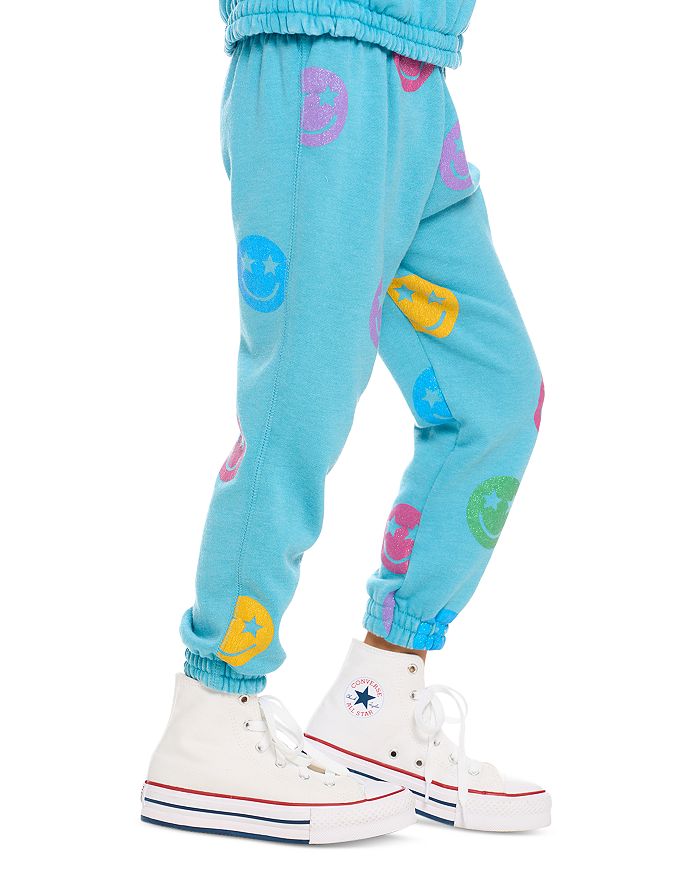 CHASER Girls' Glitter Smiley Jogger Pants - Little Kid | Bloomingdale's