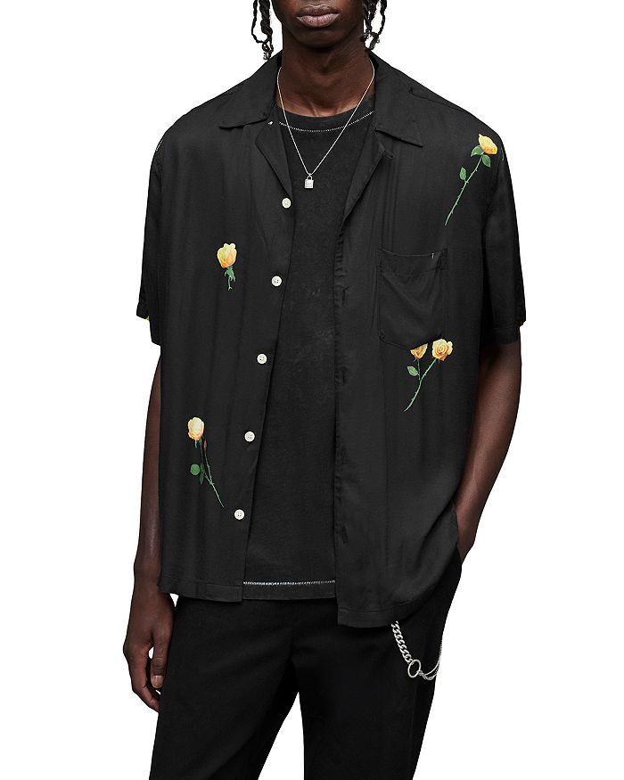 ALLSAINTS Kuyu Relaxed Fit Rose Print Shirt | Bloomingdale's