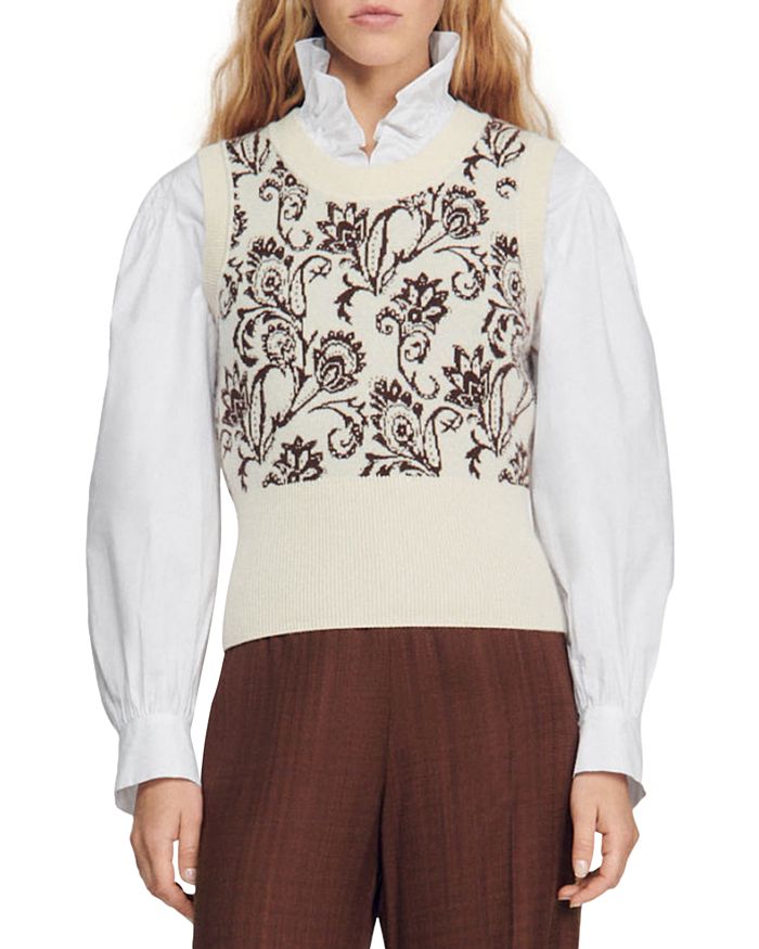 Sandro Brown Printed Sweater Vest | Bloomingdale's