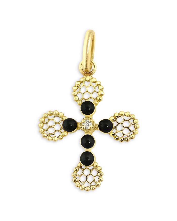 Gigi Clozeau 18K Yellow Gold Lace Filigree & Diamond Bezel Cross ...