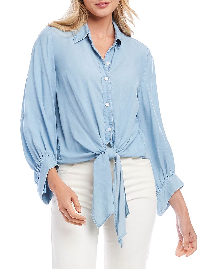 Karen Kane Tie Front Chambray Shirt | Bloomingdale's