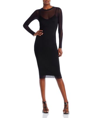 AQUA Mesh Bodycon Midi Dress - Exclusive | Bloomingdale's