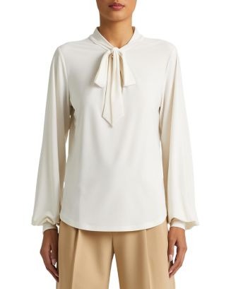 Ralph Lauren Tie Neck Long Sleeve Top | Bloomingdale's