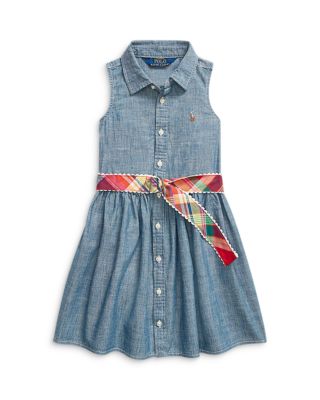 Ralph Lauren Girls' Belted Chambray Shirt Dress - Little Kid ...