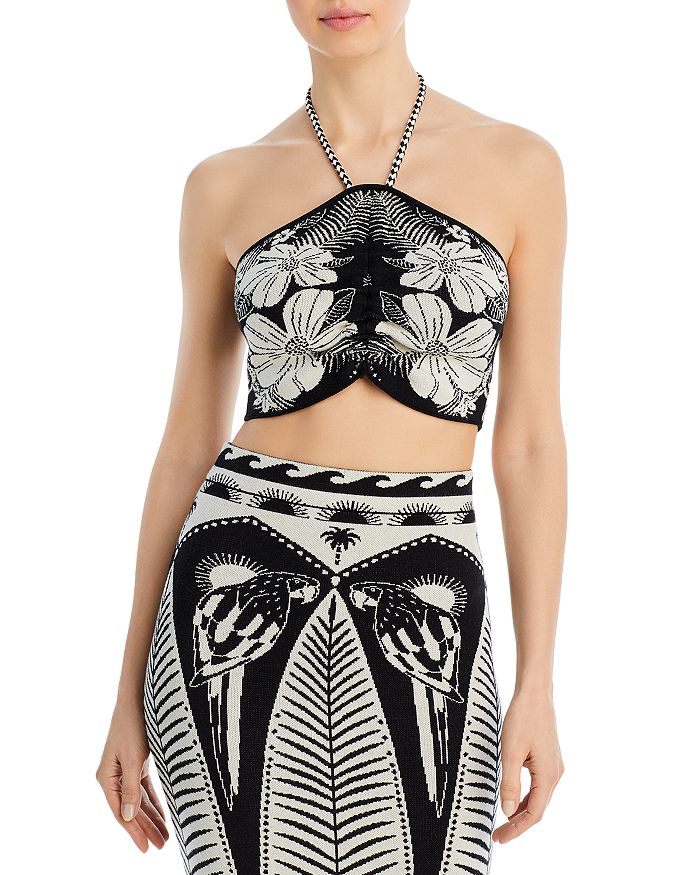 FARM Rio Macaw Elegance Halter Crop Top | Bloomingdale's