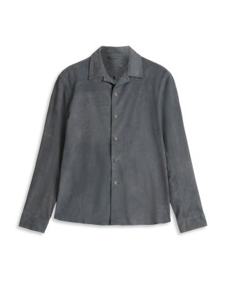 John Varvatos Simo Suede Regular Fit Camp Shirt | Bloomingdale's