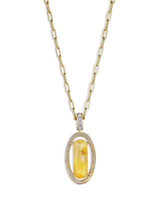 HUEB 18K Yellow Gold Onsa Golden Quartz & Diamond Pendant Necklace, 18 ...