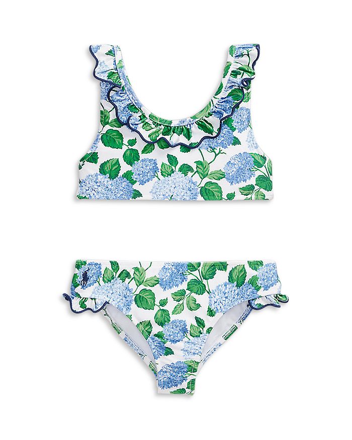Ralph Lauren Girls' Floral Ruffled Two Piece Swimsuit - Little Kid, Big ...