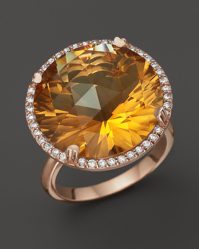 Lisa Nik 18K Rose Gold Citrine and Diamond Ring | Bloomingdale's