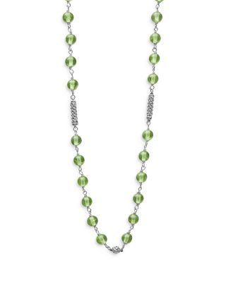 LAGOS Sterling Silver Caviar Peridot Bead Station Necklace, 16"-18 ...