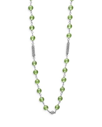 LAGOS Sterling Silver Caviar Peridot Bead Station Necklace, 16"-18 ...