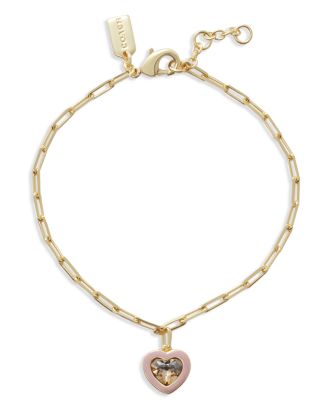 COACH Crystal & Enamel Heart Charm Bracelet | Bloomingdale's