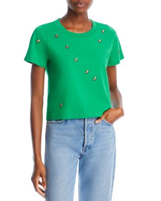 CHASER Cotton Embroidered Avocados Tee | Bloomingdale's
