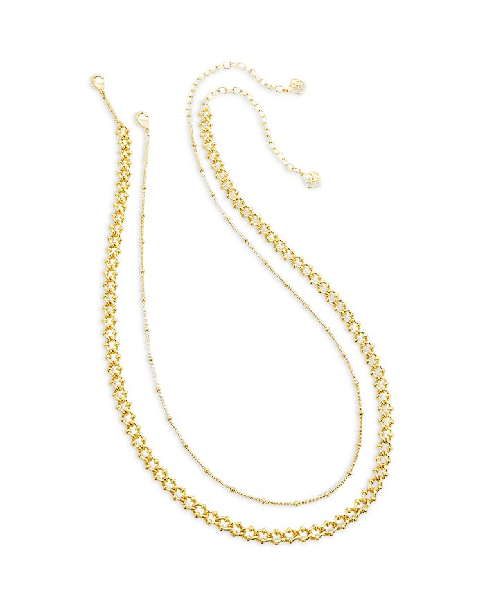 Kendra Scott Lonnie Mixed Chain Strand Necklaces in 14K Gold Plated ...