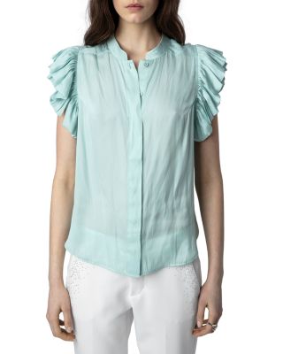 Click here for Zadig & Voltaire Tiza Ruffled Sleeve Top prices
