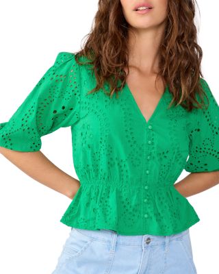 Sanctuary Eyelet Button Front Top | Bloomingdale's