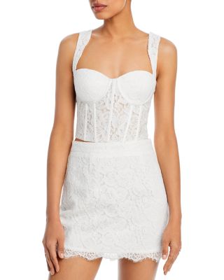 AQUA Lace Bustier Crop Top - 100% Exclusive | Bloomingdale's