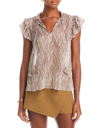 AQUA Ruffled Tie Neck Top - 100% Exclusive | Bloomingdale's