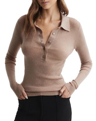 REISS Sienna Collared Knit Top | Bloomingdale's