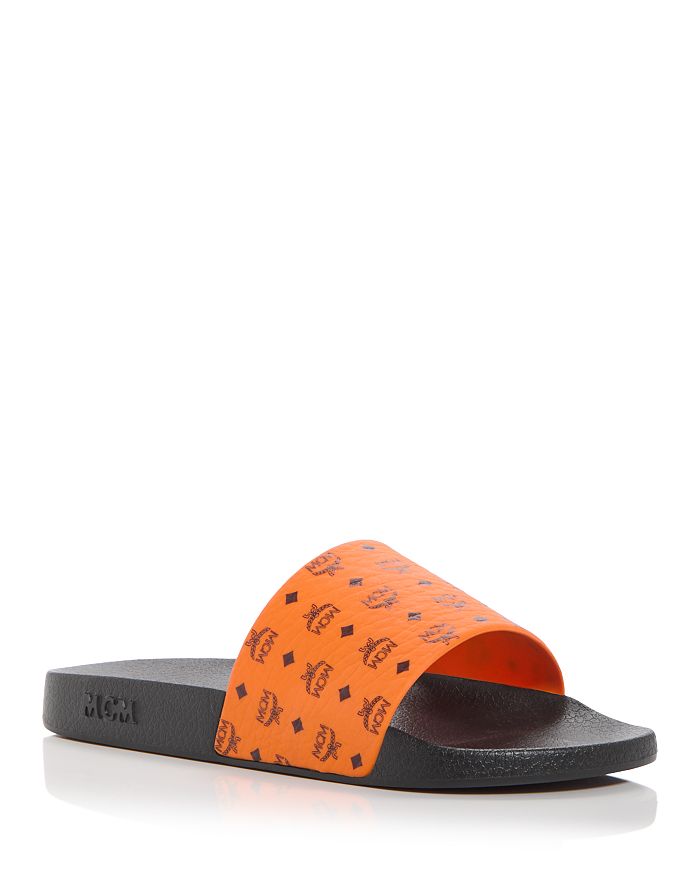 MCM Men's Monogram Logo Print Slide Sandals | Bloomingdale's