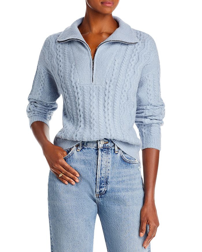 AQUA Cable Knit Half Zip Sweater - 100% Exclusive | Bloomingdale's