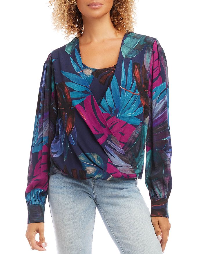 Karen Kane Printed Drape Front Top | Bloomingdale's