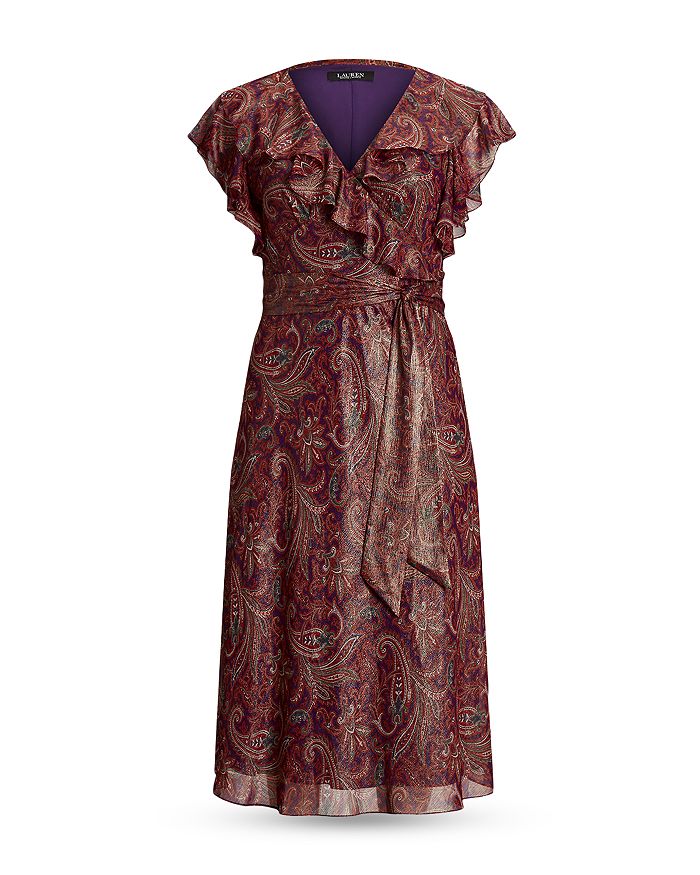 Ralph Lauren Plus Ruffled Paisley Midi Dress | Bloomingdale's