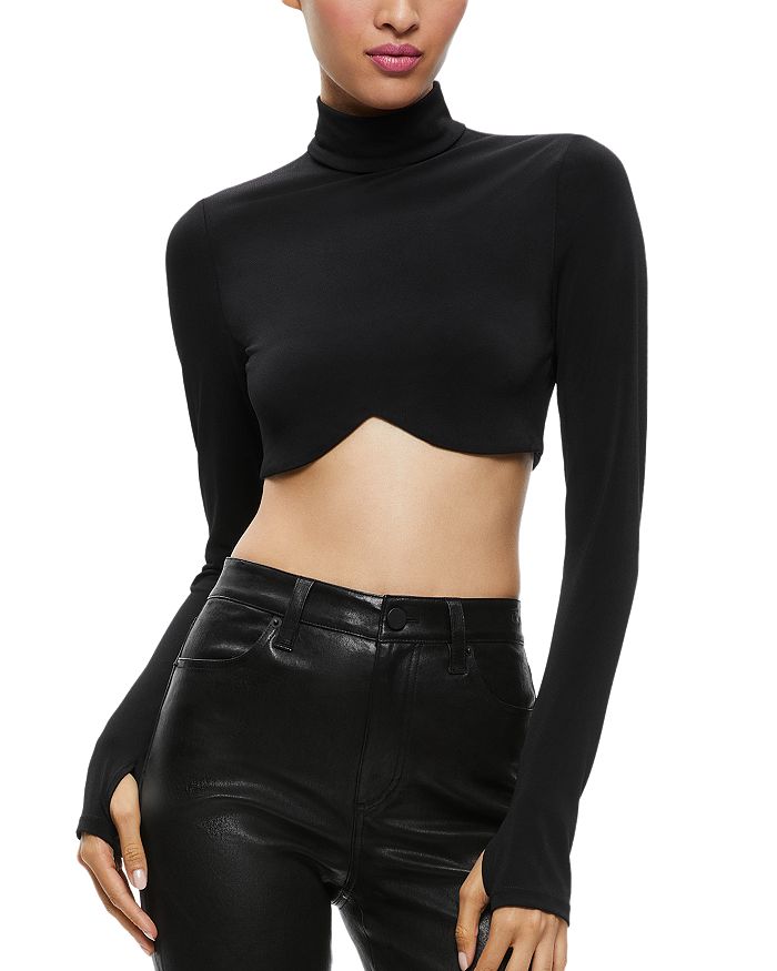 Alice and Olivia Mock Neck Crop Top | Bloomingdale's