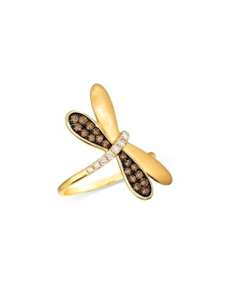 Bloomingdale's Fine Collection Brown & Champagne Diamond Dragonfly Ring ...
