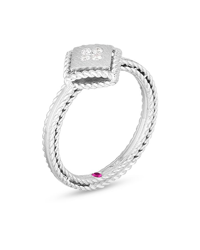 Roberto Coin 18K White Gold Palazzo Ducale Diamond Rope Style Ring ...