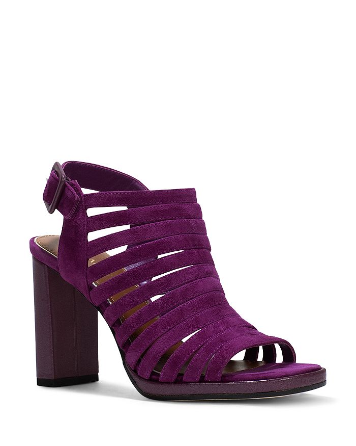 Donald Pliner Women's Suede Caged Block Heel Sandals | Bloomingdale's