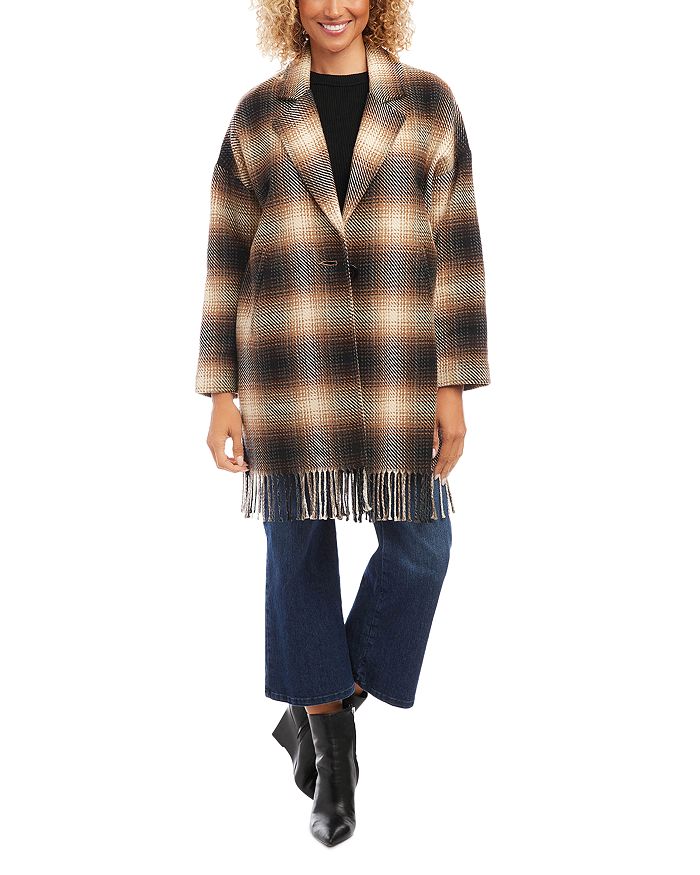 Karen Kane Plaid Fringe Trim Jacket | Bloomingdale's