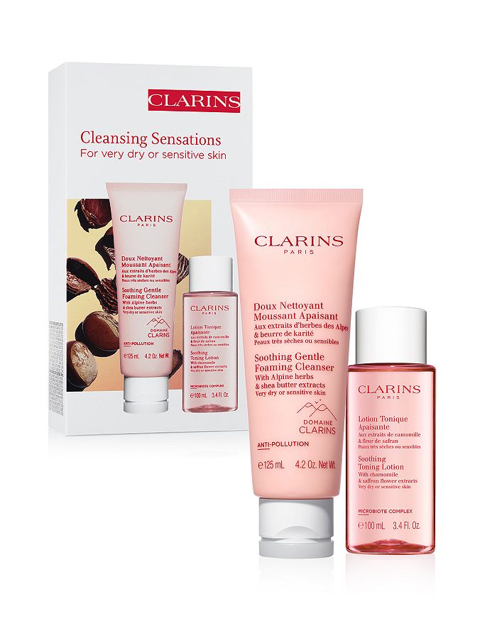 Clarins Soothing Cleansing Skincare Set - Dry or Sensitive Skin ($45 ...