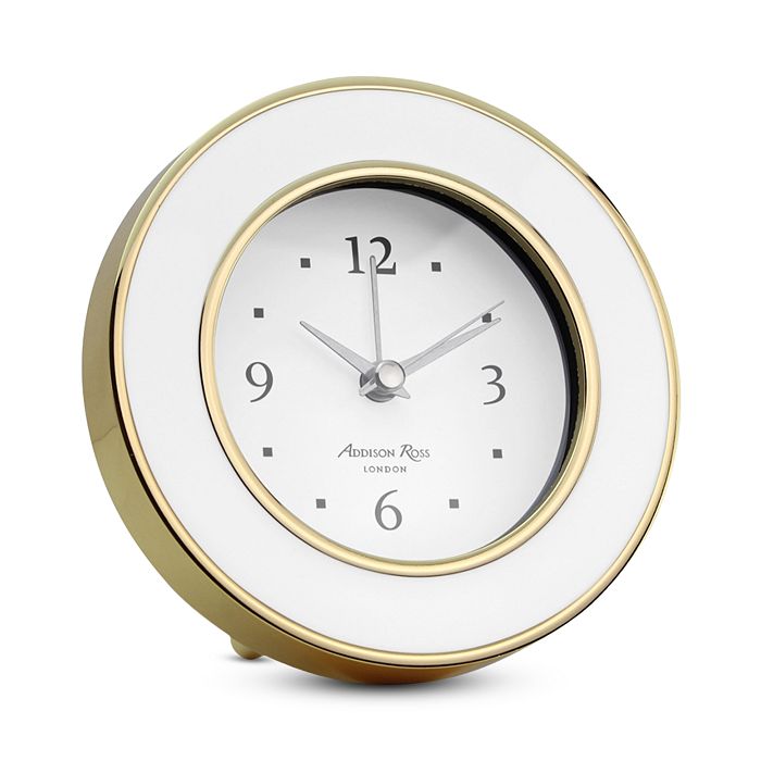 Addison Ross White Enamel Alarm Clock | Bloomingdale's