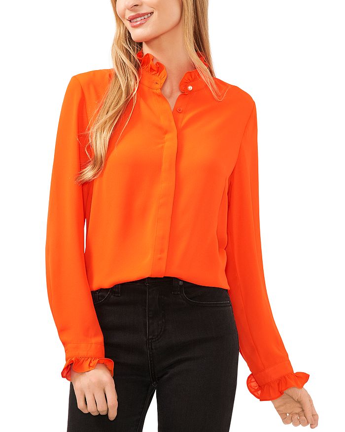 CeCe Eyelet Ruffle Trim Blouse | Bloomingdale's