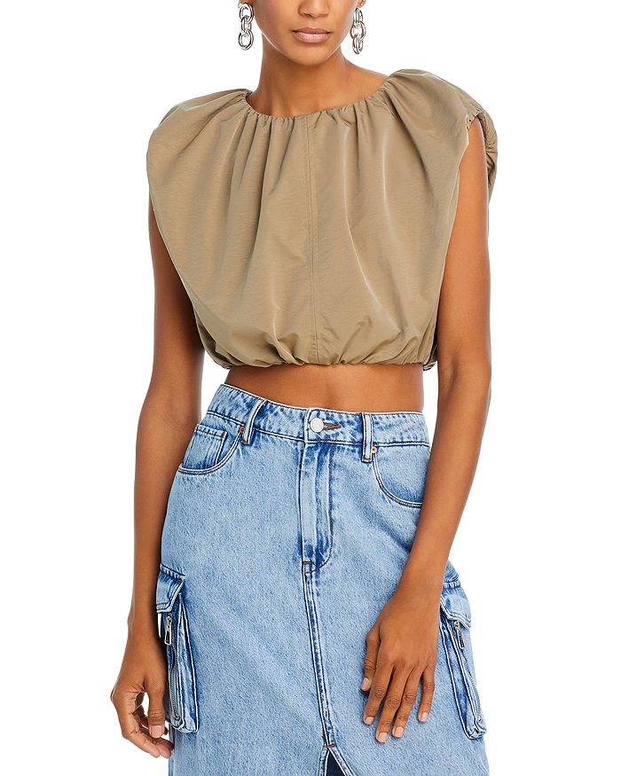 GREY LAB Cropped Balloon Sleeveless Top | Bloomingdale's