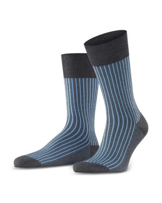 Falke Mercerized Cotton & Nylon Two Tone Stripe Jacquard Dress Socks ...