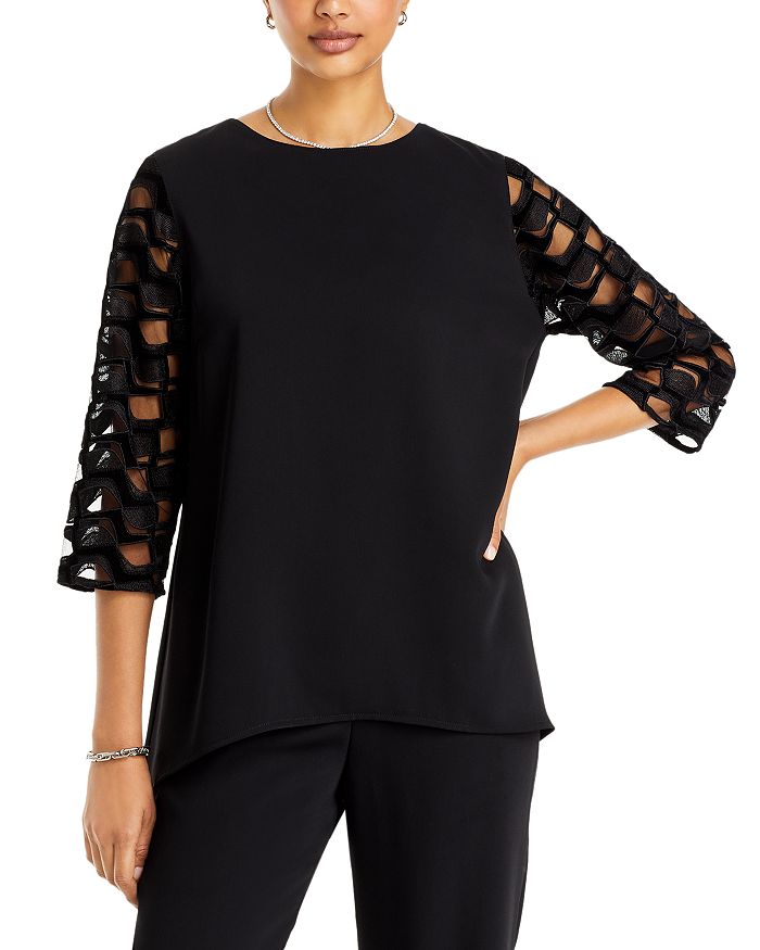 Caroline Rose Sheer Sleeve Tunic Top | Bloomingdale's