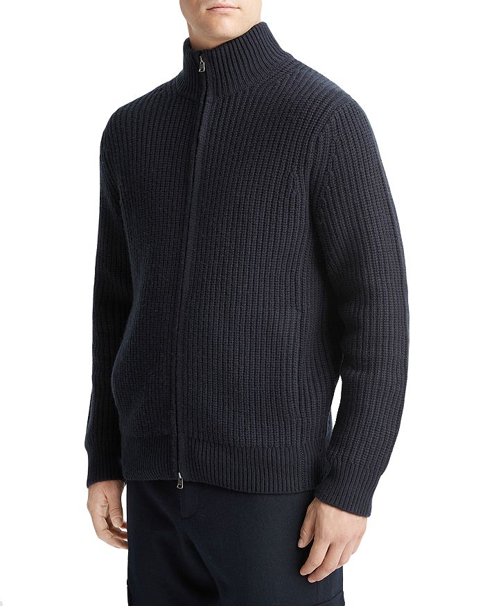 Vince Shaker Wool & Cashmere Regular Fit Full Zip Mock Neck Cardigan ...