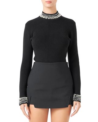 English Factory Pearl Trimmed Sweater | Bloomingdale's
