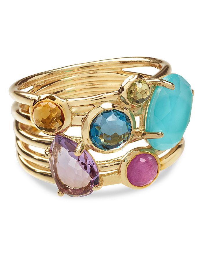 IPPOLITA 18K Yellow Gold Rock Candy® Six Stone Cluster Ring ...