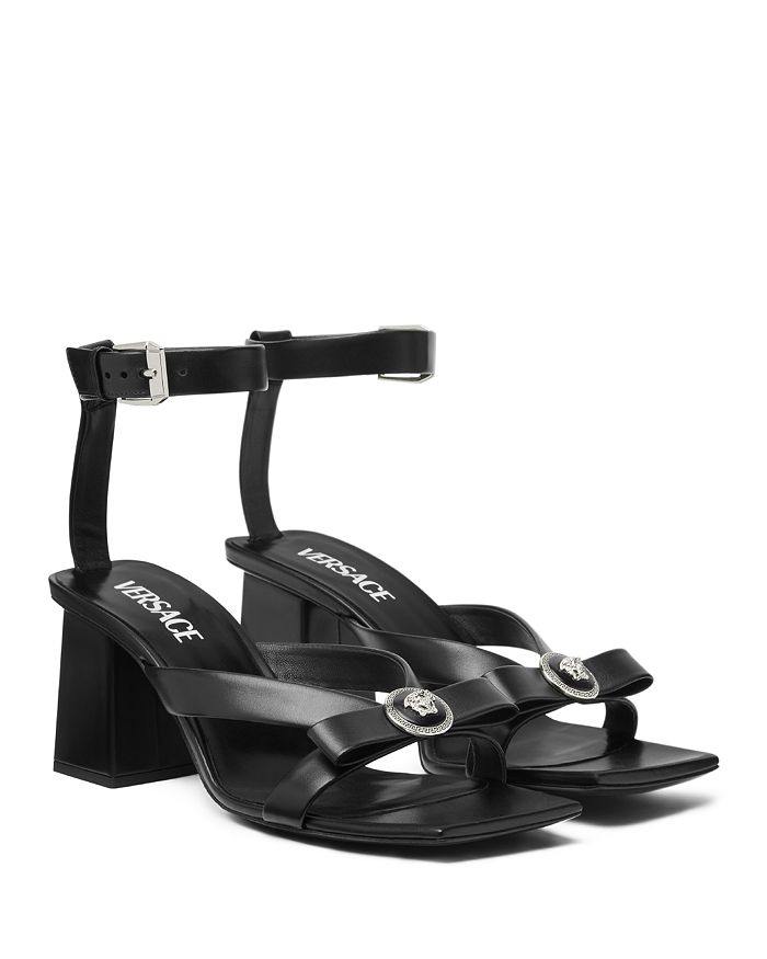 Versace Women's Medusa Bow Block Heel Sandals | Bloomingdale's