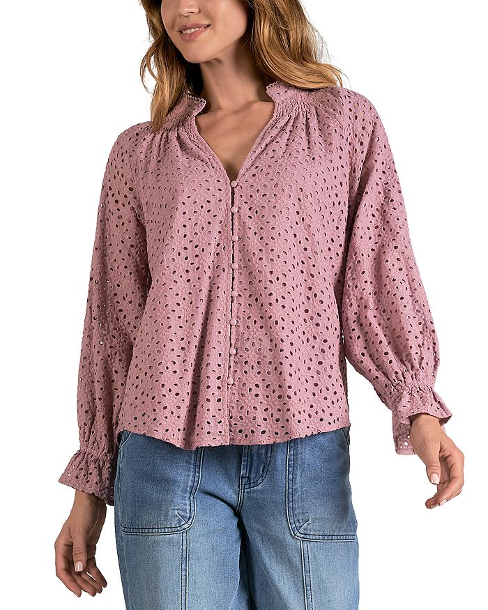 Elan Cotton Eyelet Blouse | Bloomingdale's