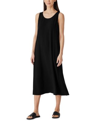 Click here for Eileen Fisher Silk Scoop Neck Tank Midi Dress prices
