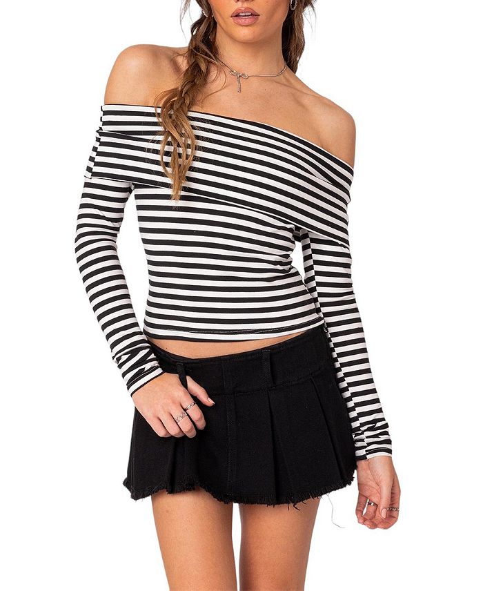 Edikted Striped Fold Over Top | Bloomingdale's