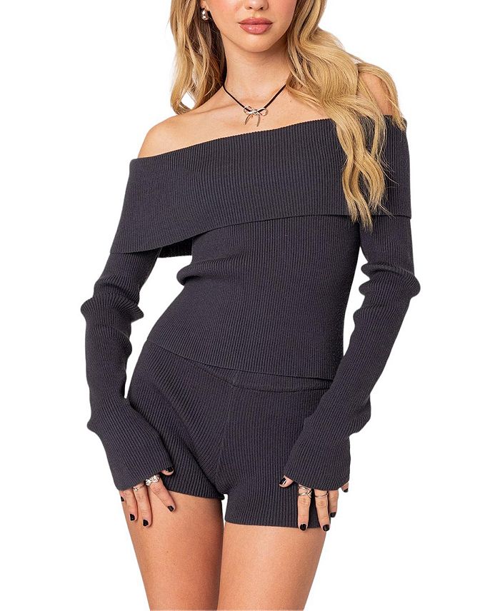 Edikted Miriam Fold Over Knit Top | Bloomingdale's