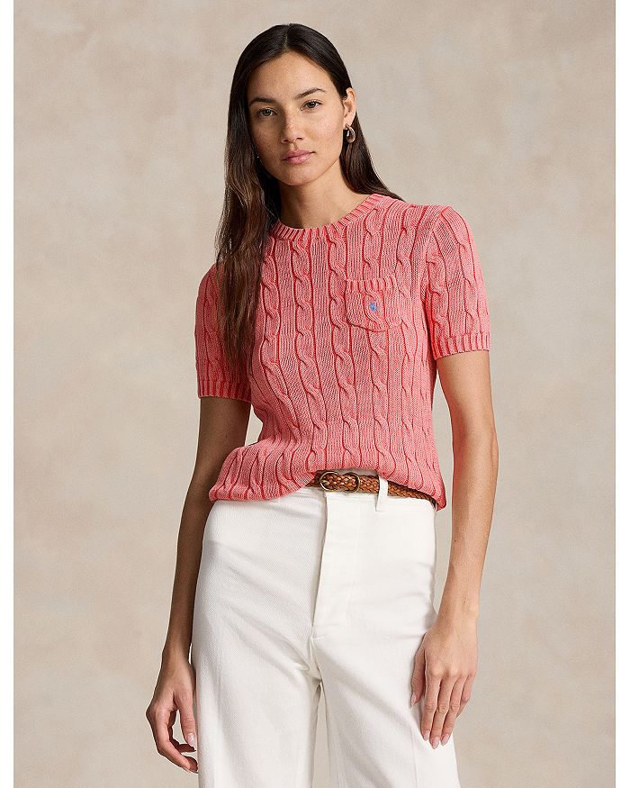 Ralph Lauren Short Sleeve Cable Knit Sweater | Bloomingdale's