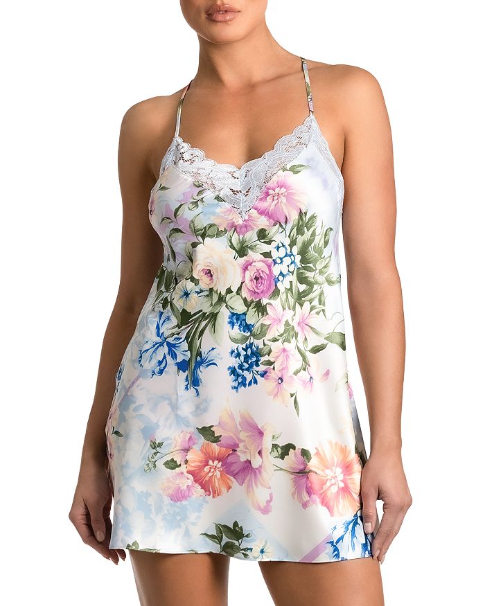 In Bloom by Jonquil Satin Lace Trim Floral Chemise | Bloomingdale's