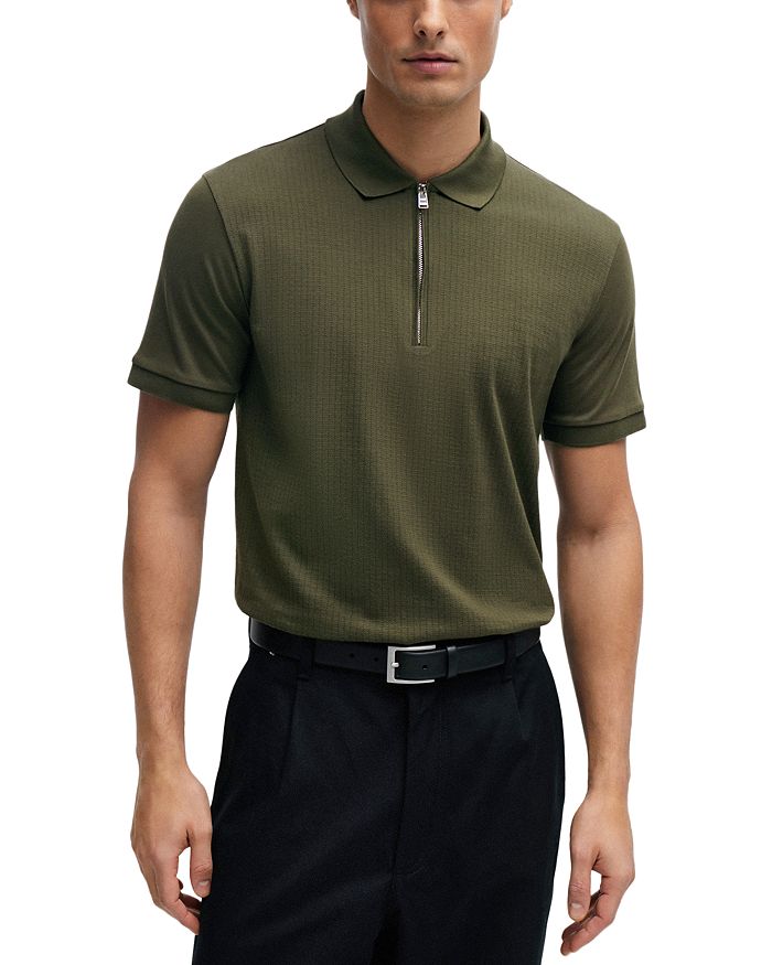 BOSS Polston 35 Cotton Slim Fit Quarter Zip Polo Shirt | Bloomingdale's