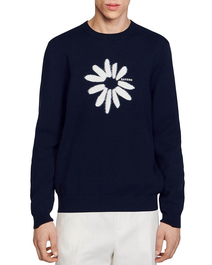 Sandro Fuzzy Flower Knit Sweater | Bloomingdale's